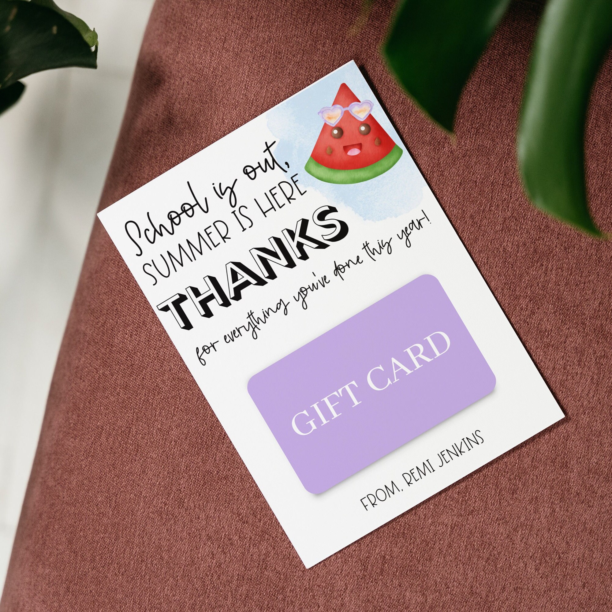 Summer Teacher Appreciation Gift Card Holder Template End of Year Thank ...