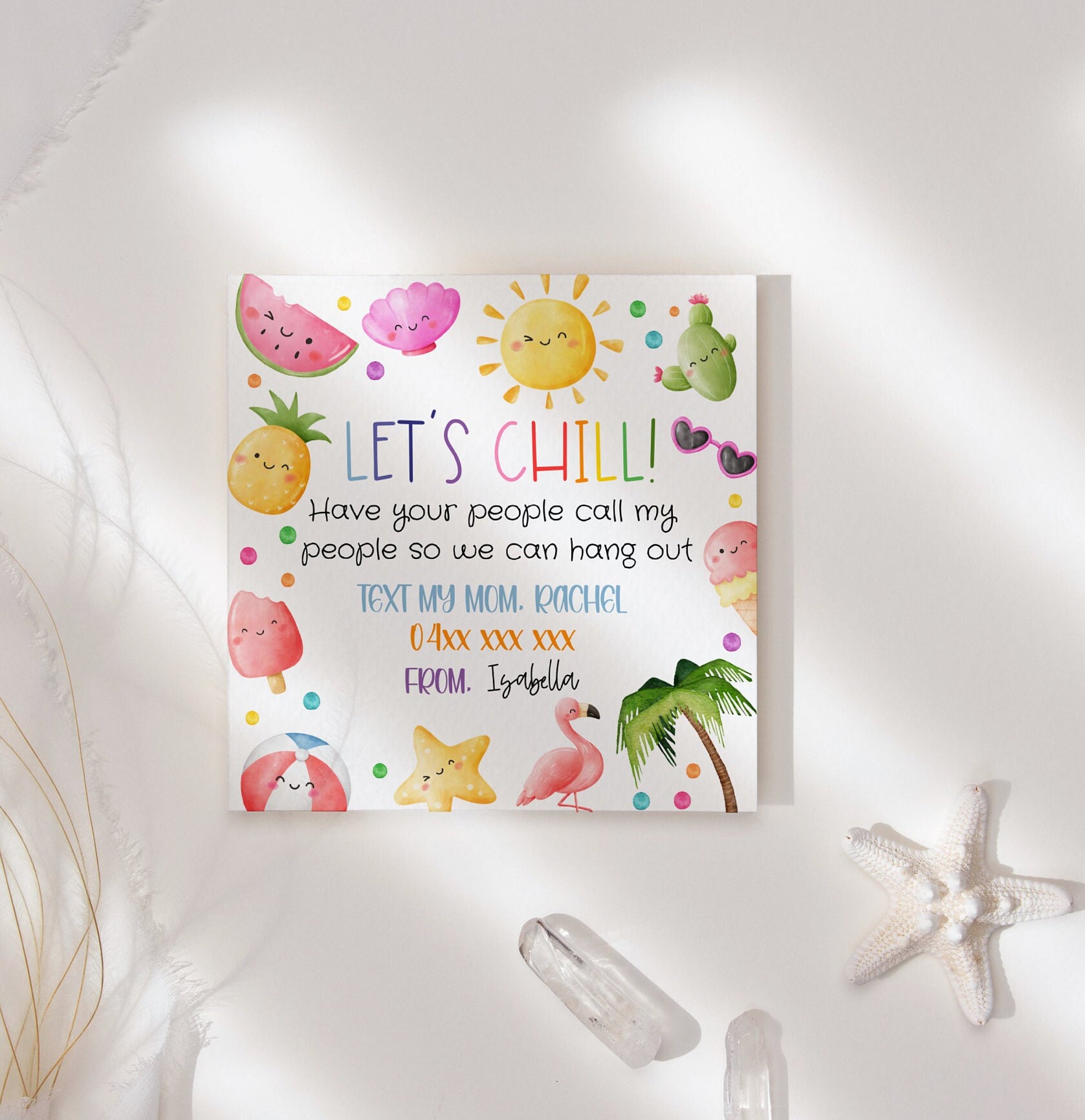 Summer Playdate Cards for Kids Printable End of School Play Date Cards ...