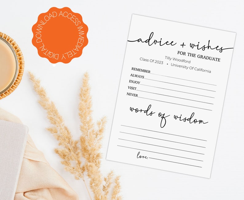 Graduation Advice and Wishes Printable Template Card Advice for the ...