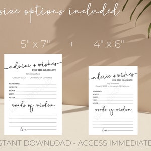 Graduation Advice and Wishes Printable Template Card Advice for the ...