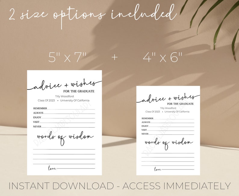 Graduation Advice and Wishes Printable Template Card Advice for the ...