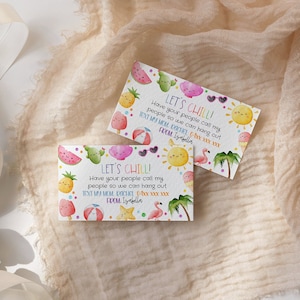 Kids Playdate Contact Card Printable Summer Play Date Card Kids Calling ...