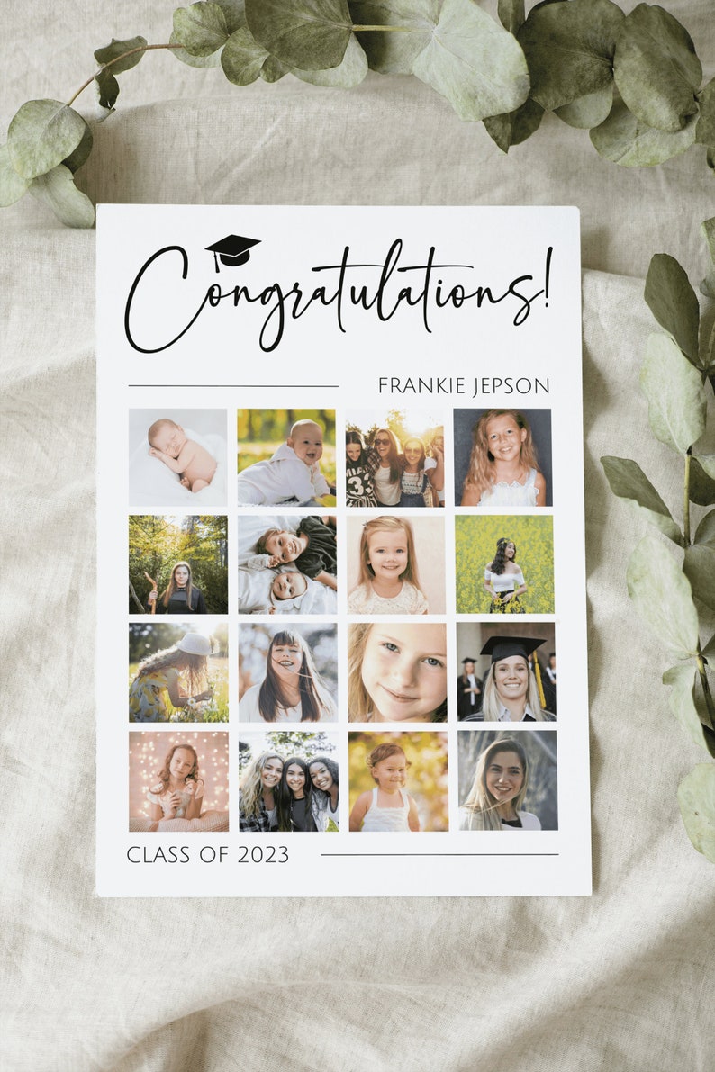 Graduation Announcement 2023 Photo Collage Printable Modern Graduate ...