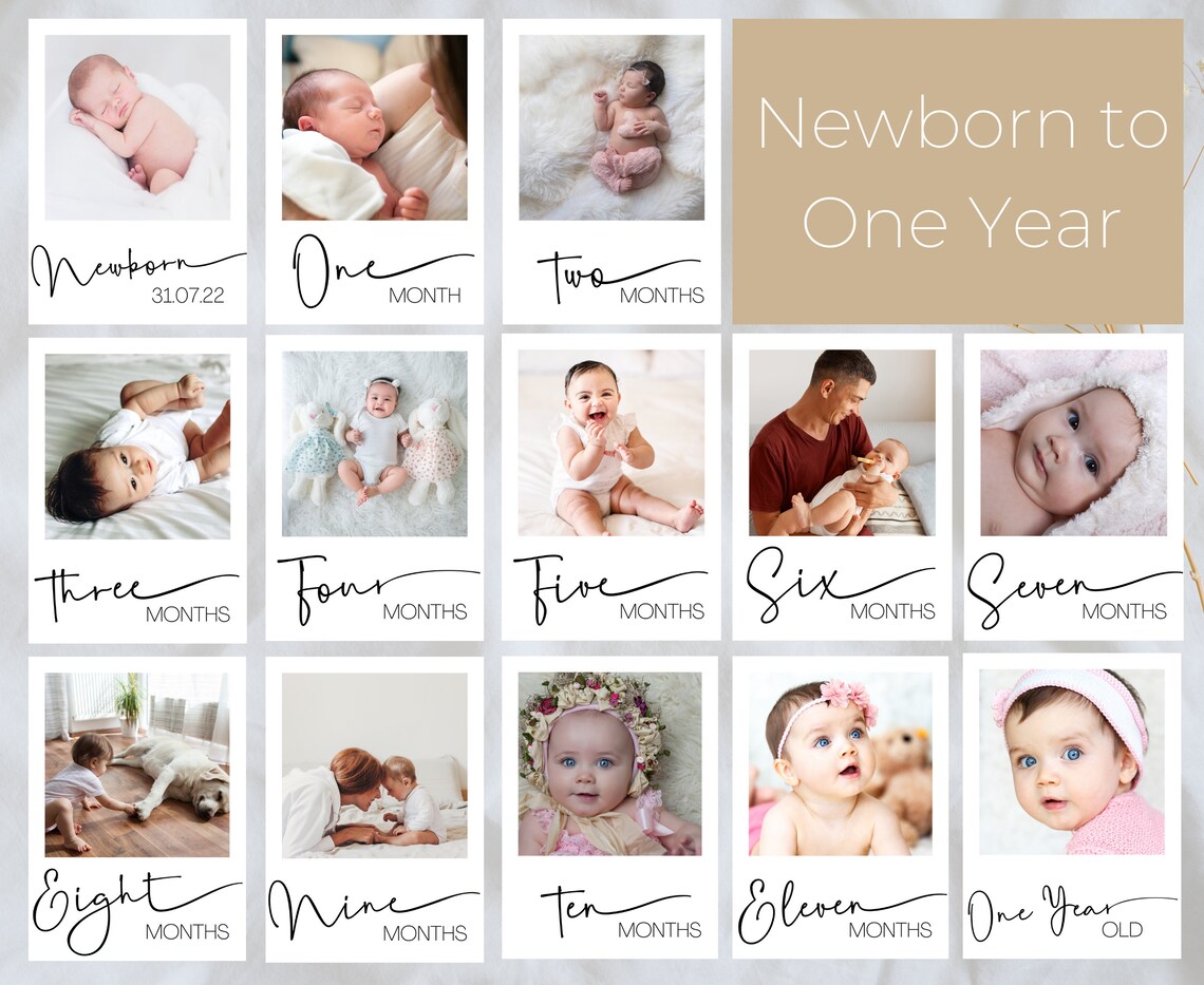 Printable Babys 1st Year Monthly Milestone Cards First - Etsy
