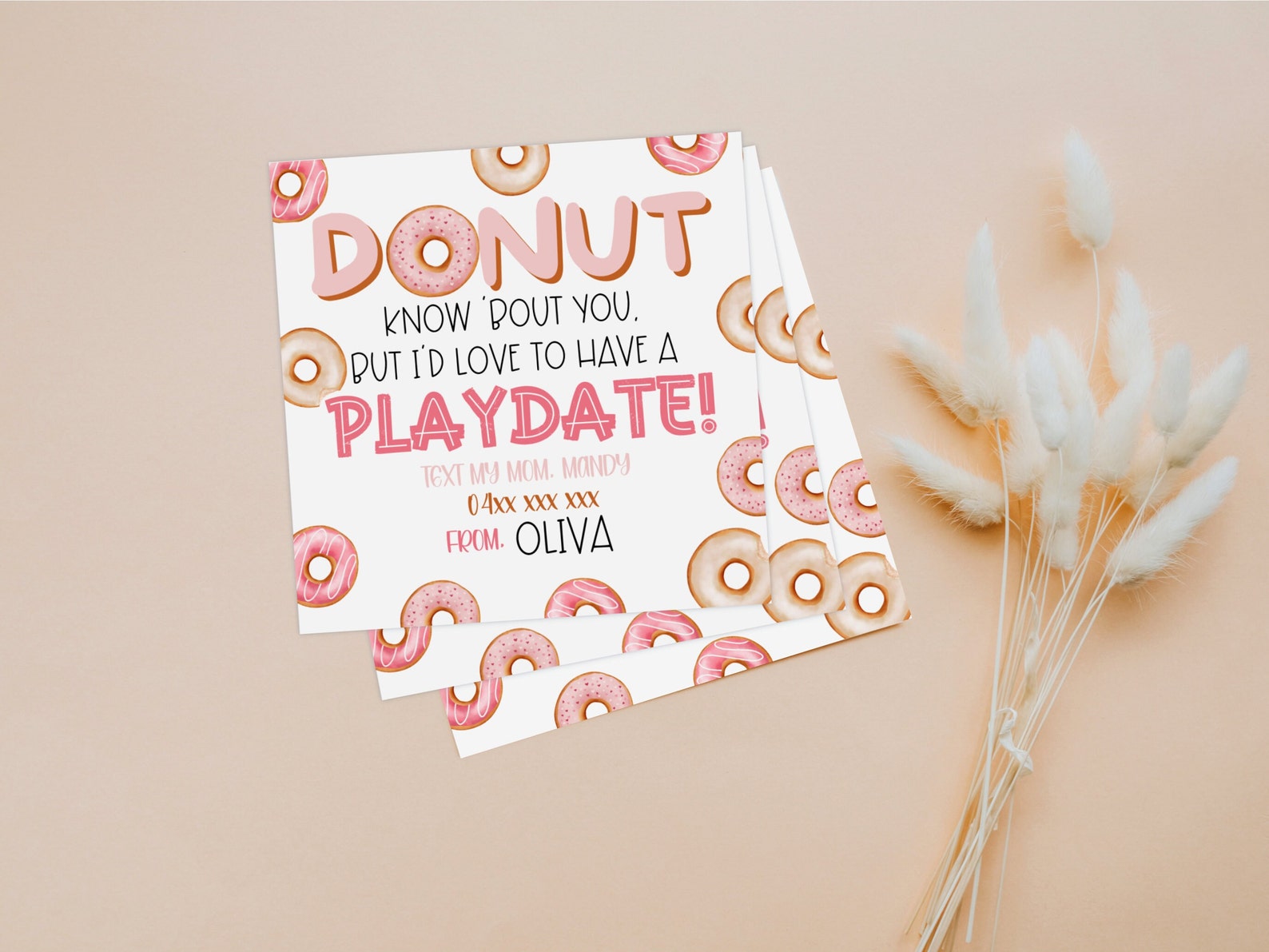 Donut Kids Playdate Cards Summer Printable Kids Calling Cards Contact ...
