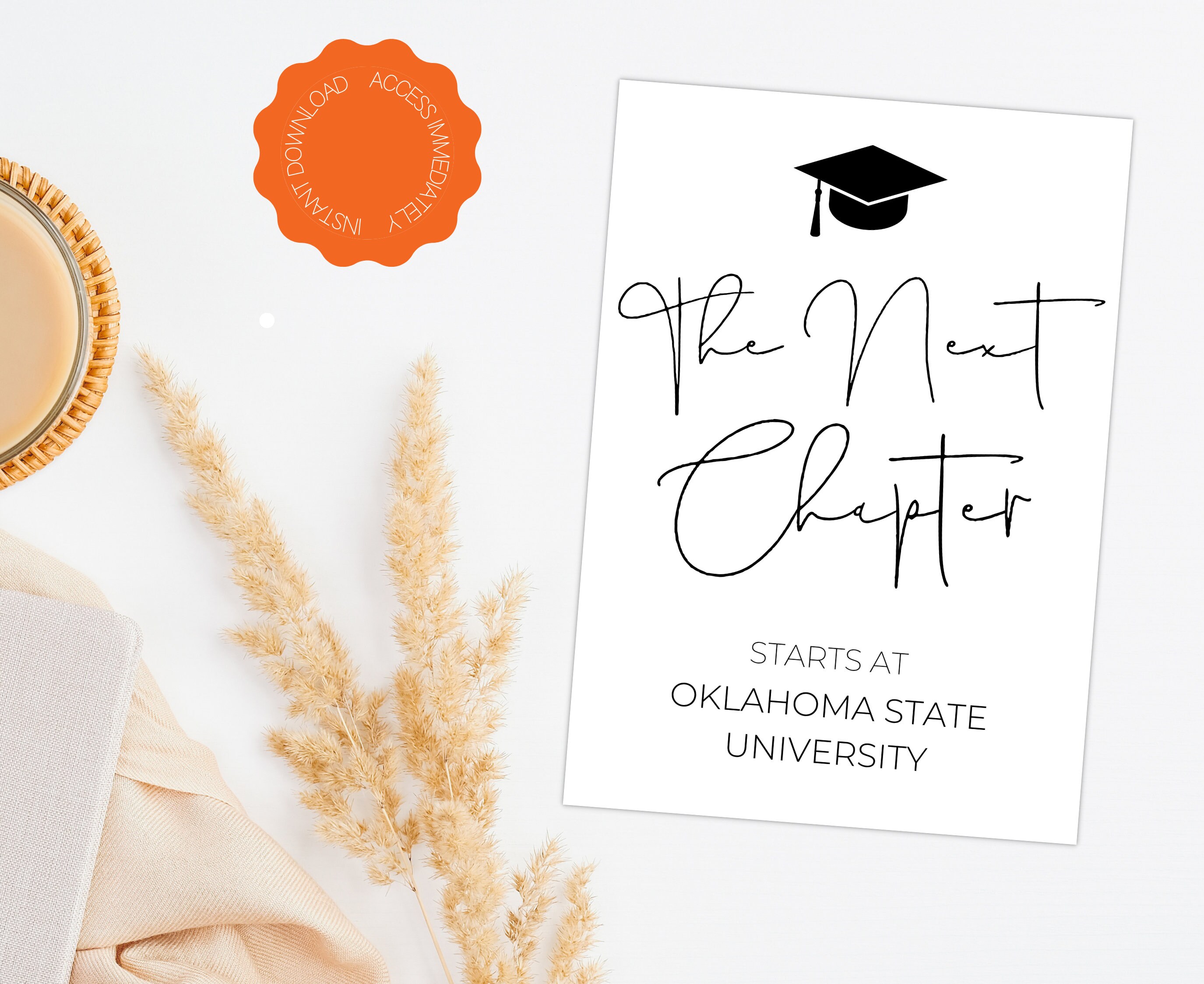 The Next Chapter Sign Printable Template Custom Graduation Party ...