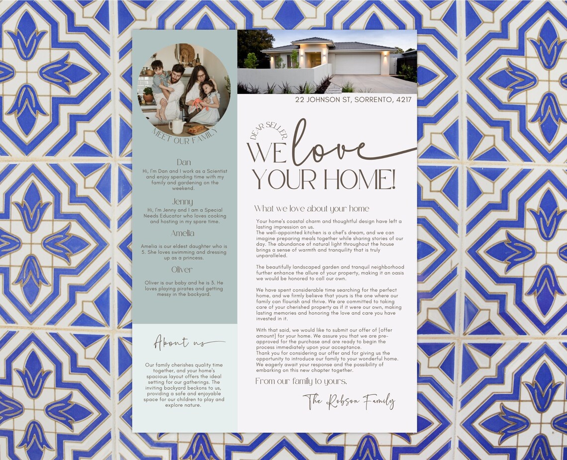 Editable Home Offer Letter Real Estate Cover Letter Home Buyer Letter House Offer Letter ...