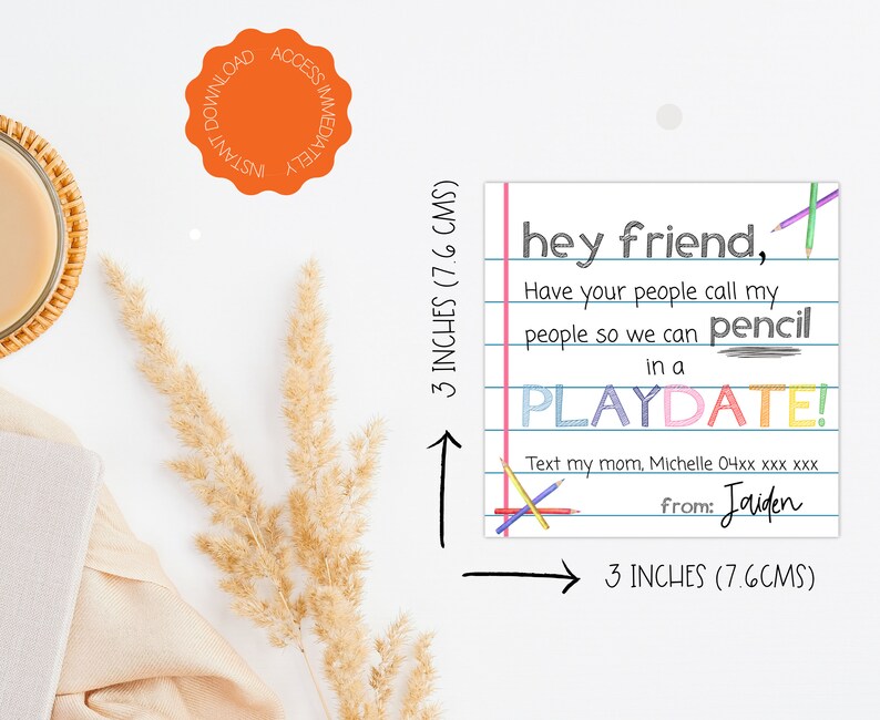 Editable Playdate Cards for Kids Summer Printables Student Gifts End of ...
