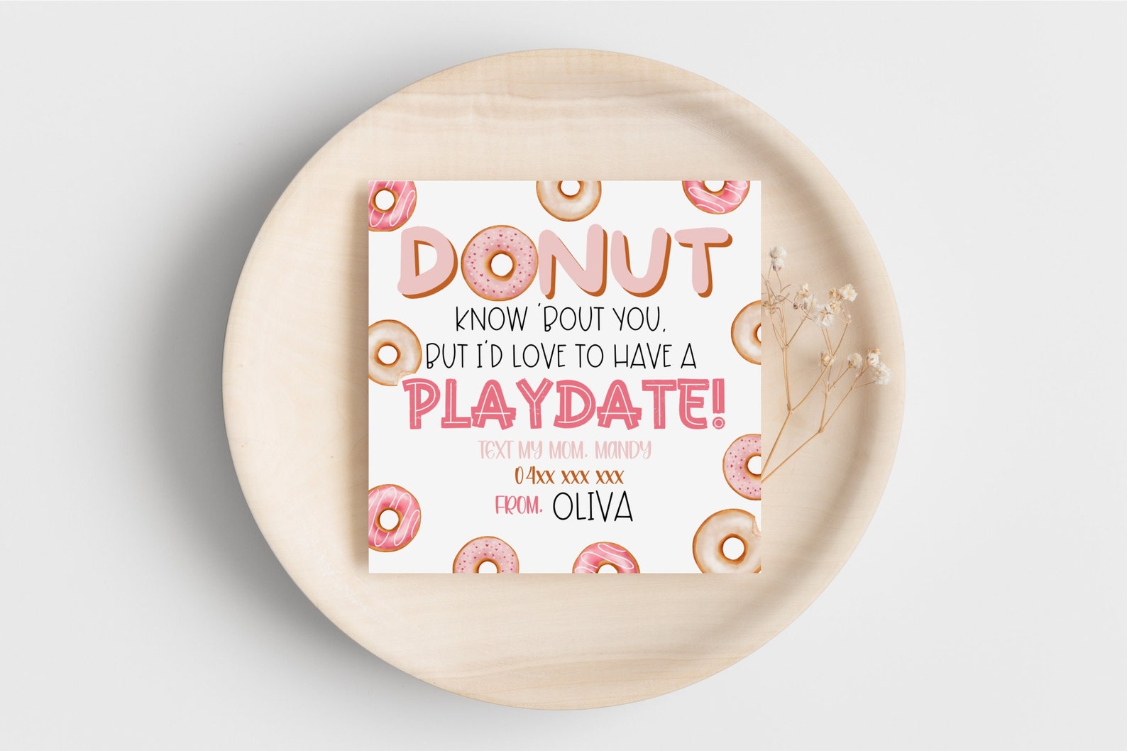 Donut Kids Playdate Cards Summer Printable Kids Calling Cards Contact ...