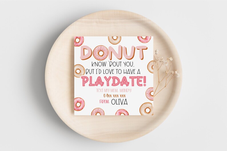 Donut Kids Playdate Cards Summer Printable Kids Calling Cards Contact ...