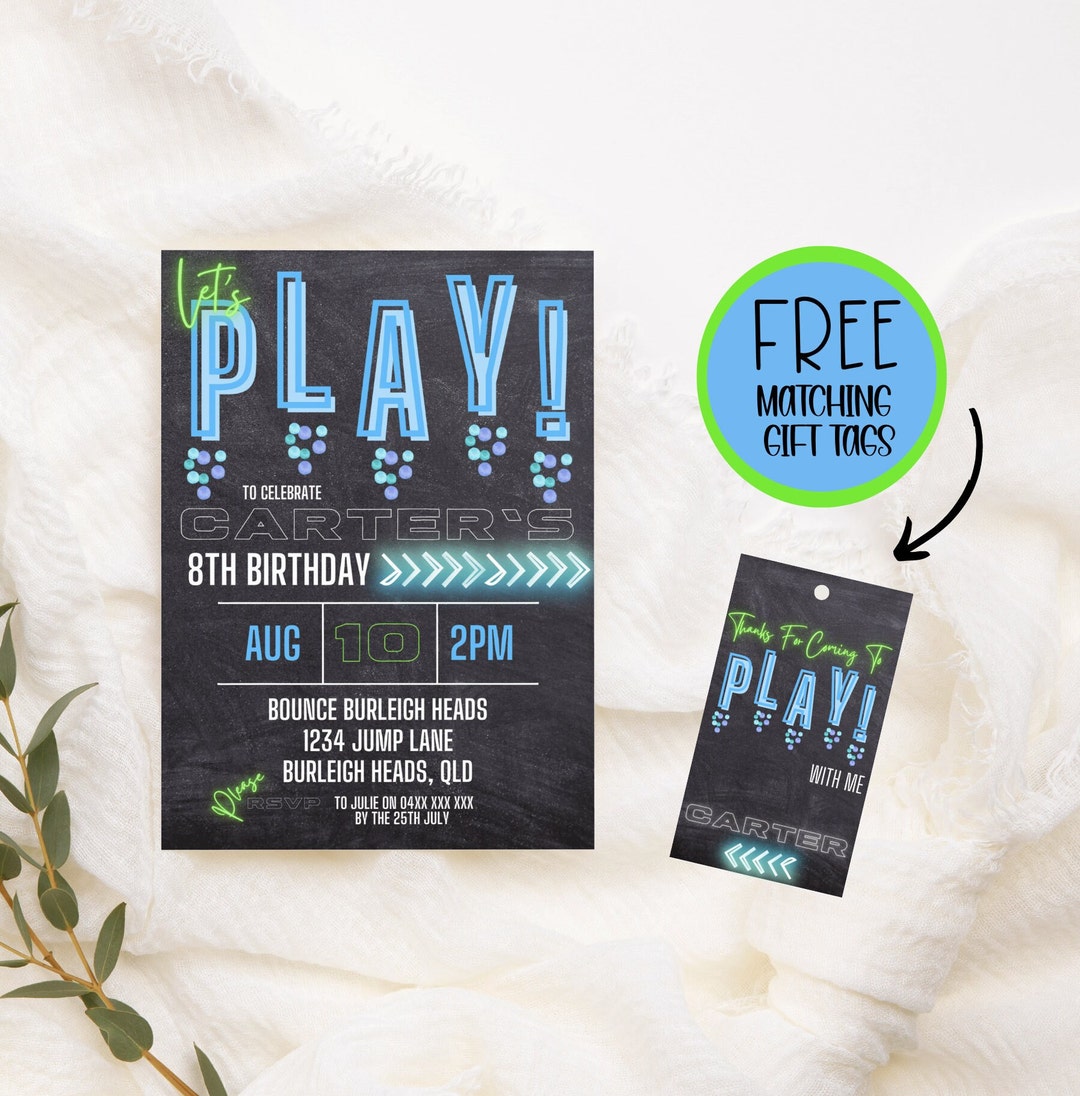 Printable Play Birthday Invitation Indoor Playground Invitation Jump ...