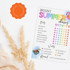 Kids Printable Summer Chore Chart DIY Editable Kids to Do List Chore ...