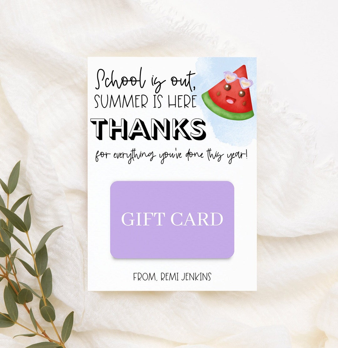 Summer Teacher Appreciation Gift Card Holder Template End of - Etsy