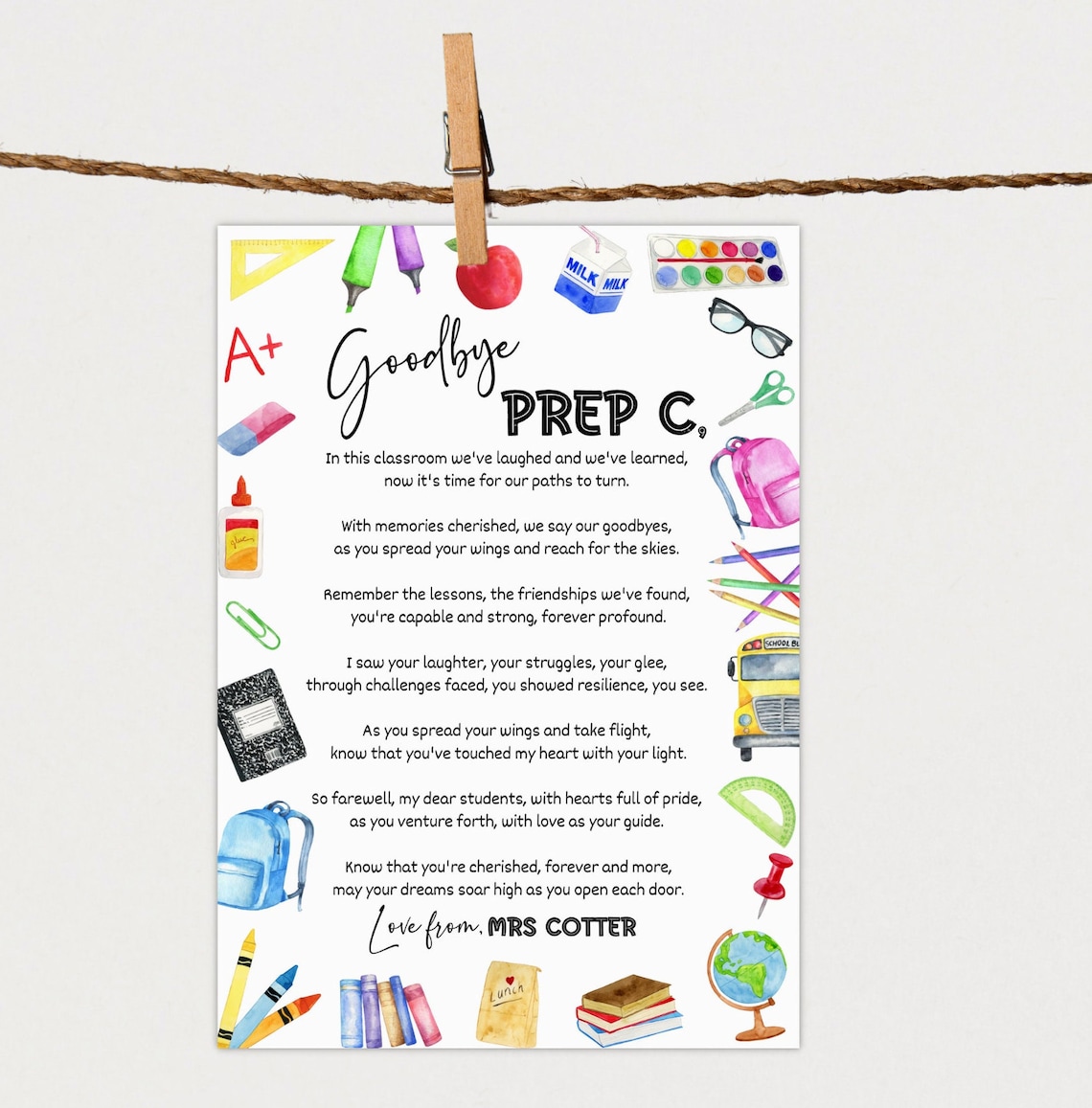 Goodbye Letter From Teacher Personalized Student Gifts End of Year ...