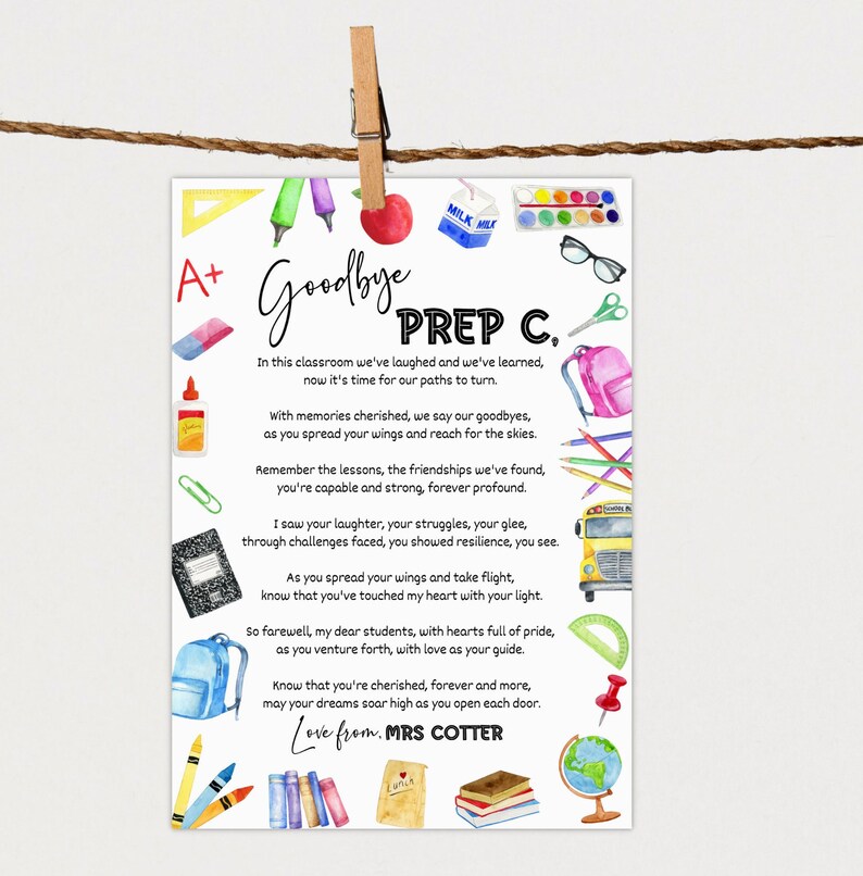 Goodbye Letter From Teacher Personalized Student Gifts End of Year ...