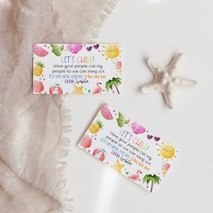 Kids Playdate Contact Card Printable Summer Play Date Card Kids Calling ...