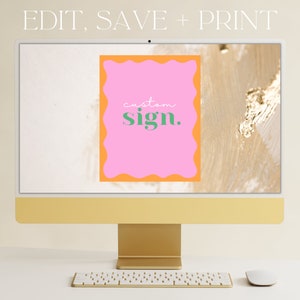 Printable Retro Wavy Custom Party Sign Editable Sign Template Birthday ...
