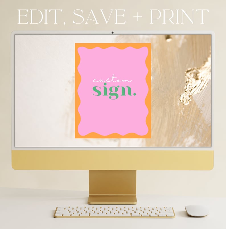 Printable Retro Wavy Custom Party Sign Editable Sign Template Birthday ...