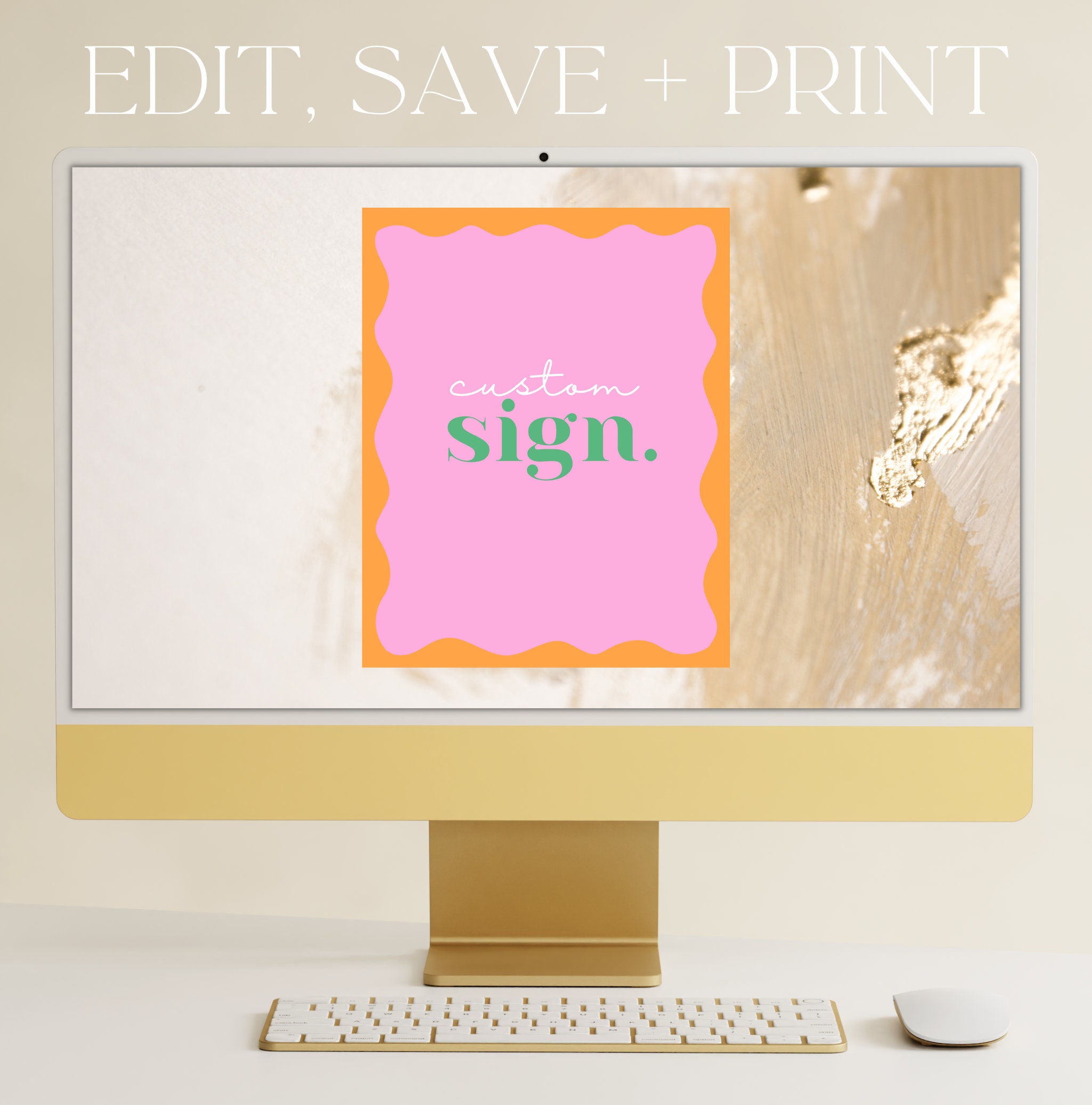 Printable Retro Wavy Custom Party Sign Editable Sign Template Birthday ...