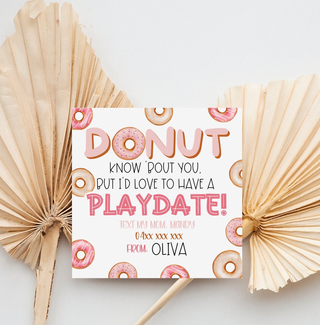 Donut Kids Playdate Cards Summer Printable Kids Calling Cards Contact ...
