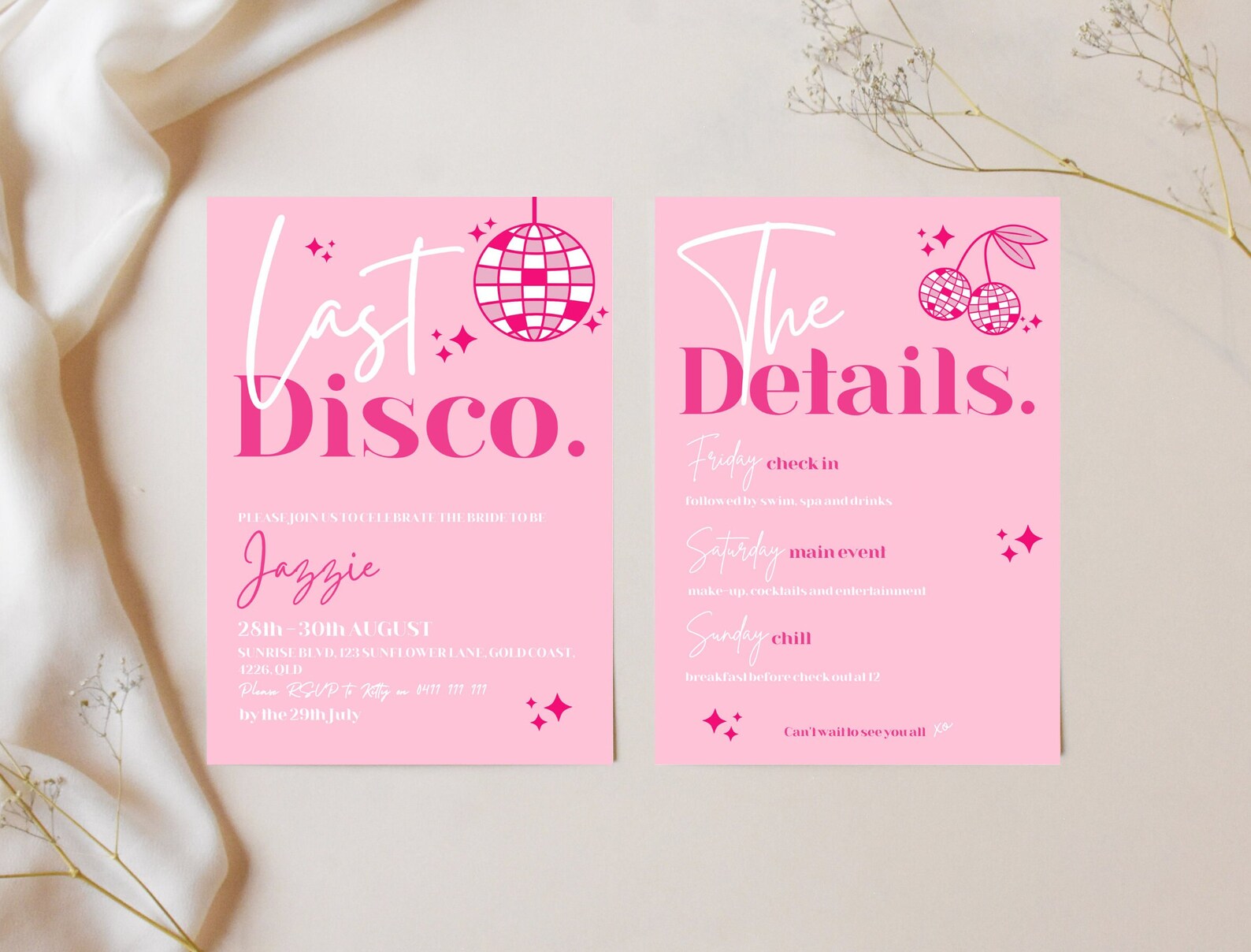 Last Disco Bachelorette Party Invitation Printable Disco Themed ...