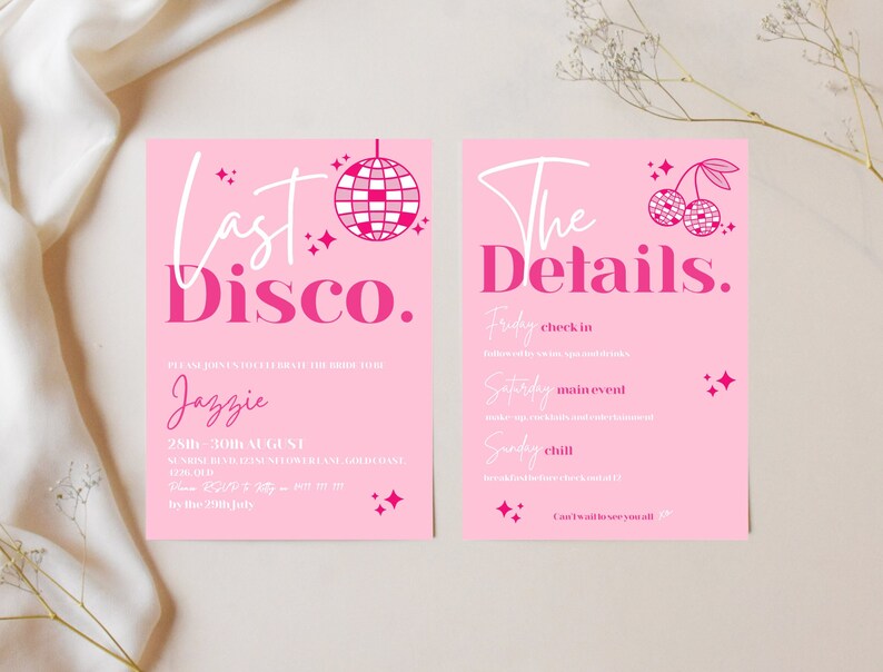Last Disco Bachelorette Party Invitation Printable Disco - Etsy