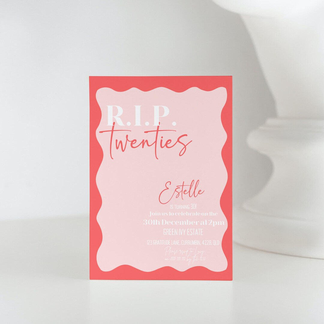 RIP 20s Birthday Invitation Printable Death to My 20s Birthday Party ...