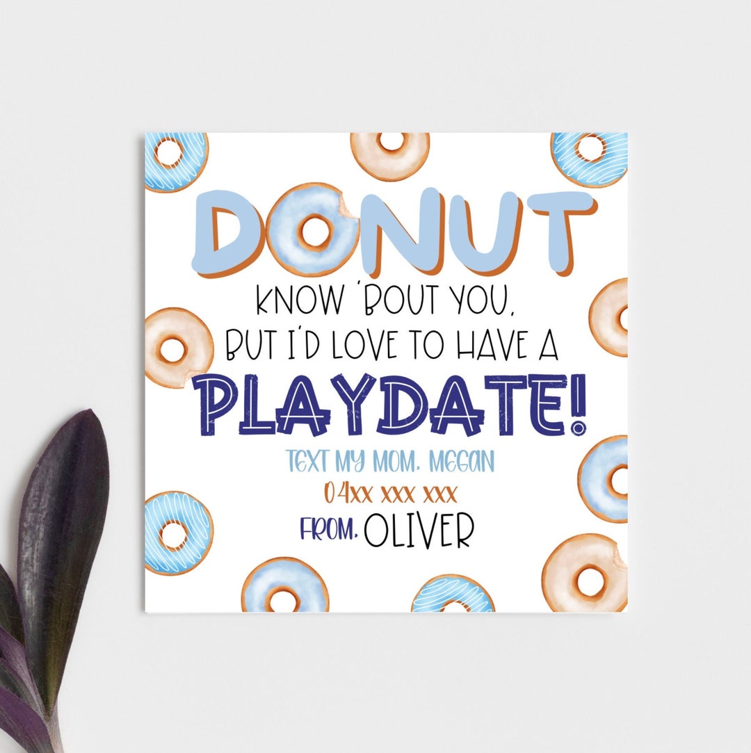 Donut Playdate Cards Kids Summer Printable Friend Cards Play Date ...