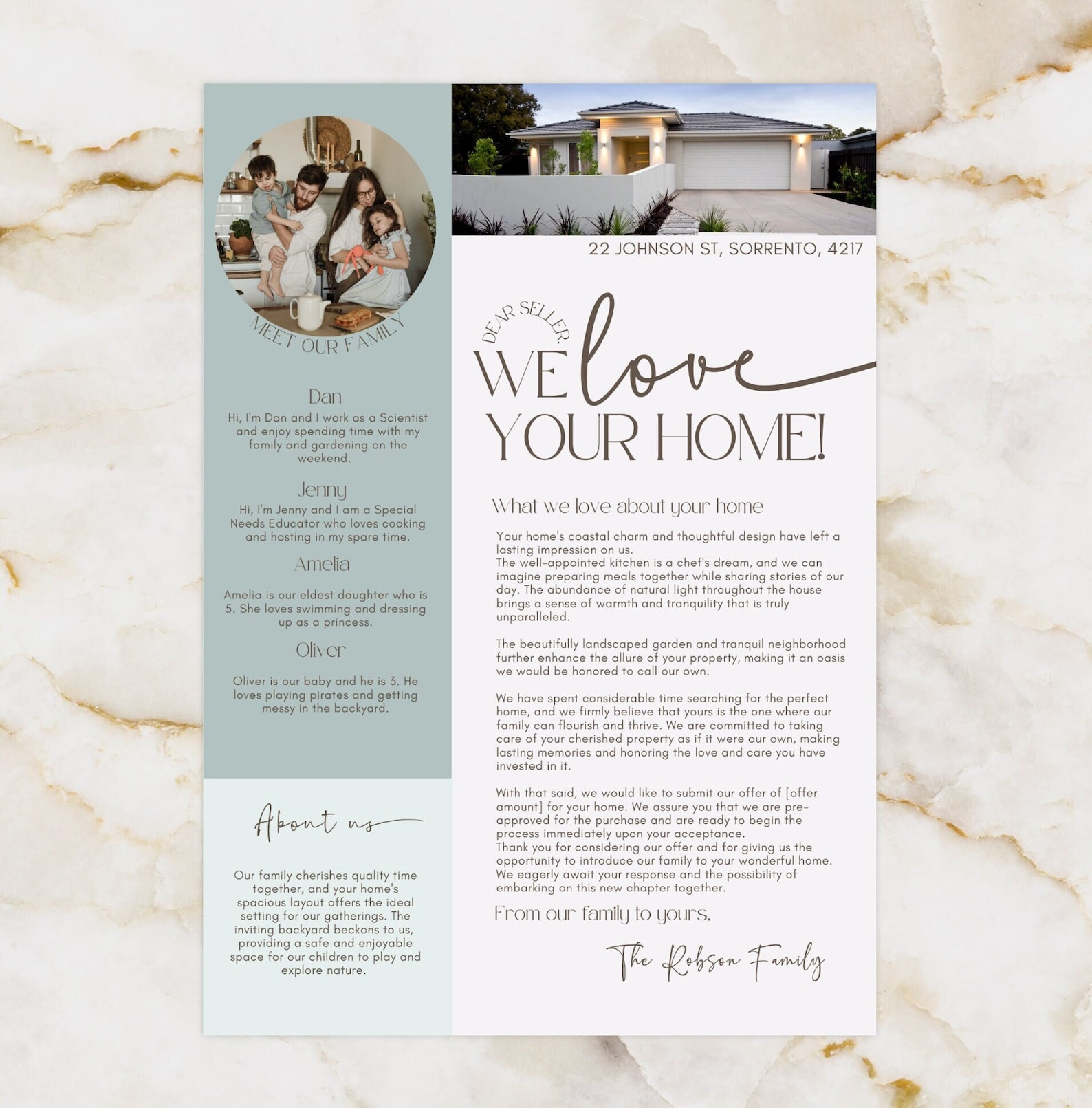 Editable Home Offer Letter Real Estate Cover Letter Home Buyer Letter House Offer Letter ...