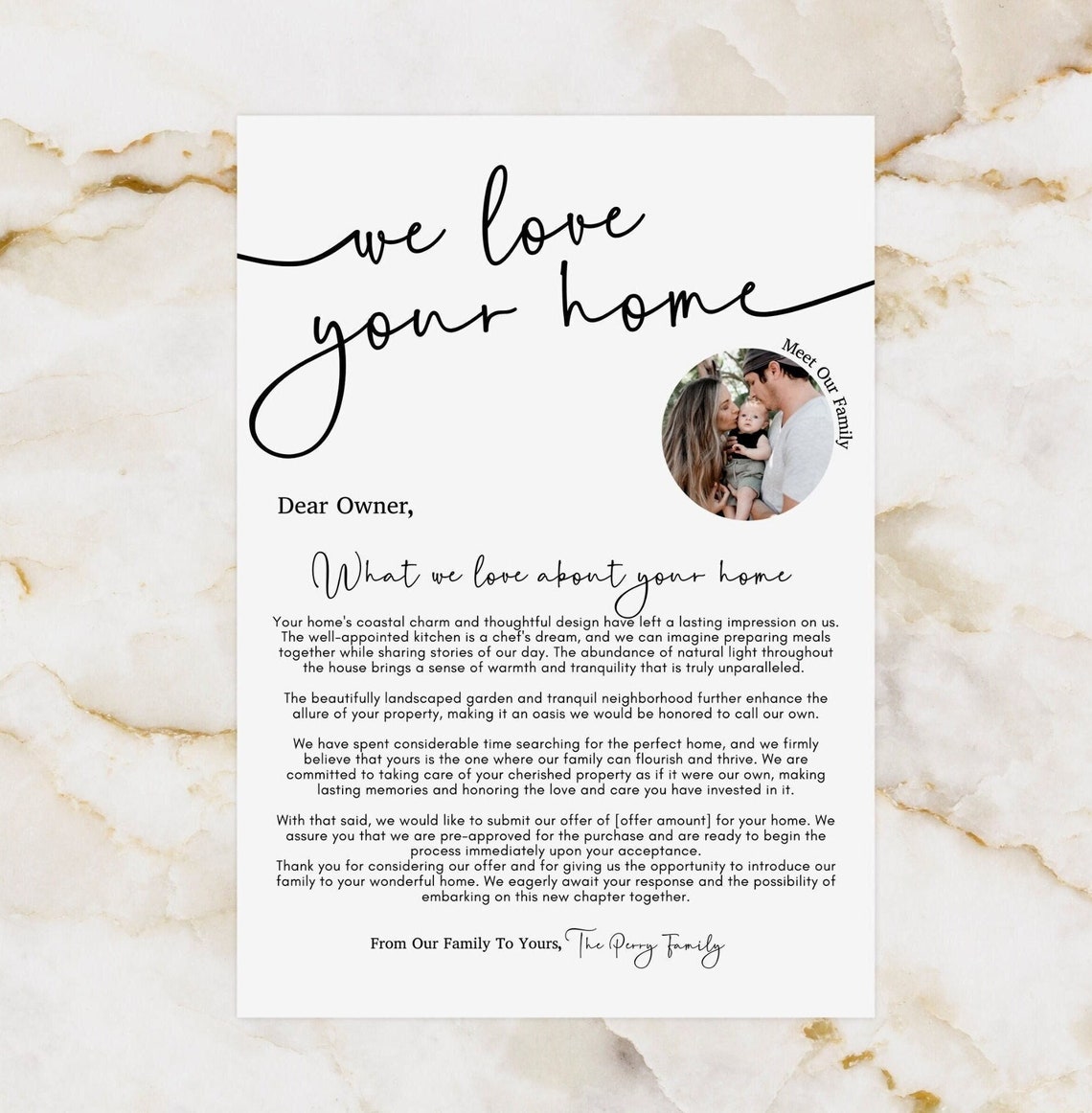 Printable Home Offer Letter Editable House Offer Letter Home Love ...