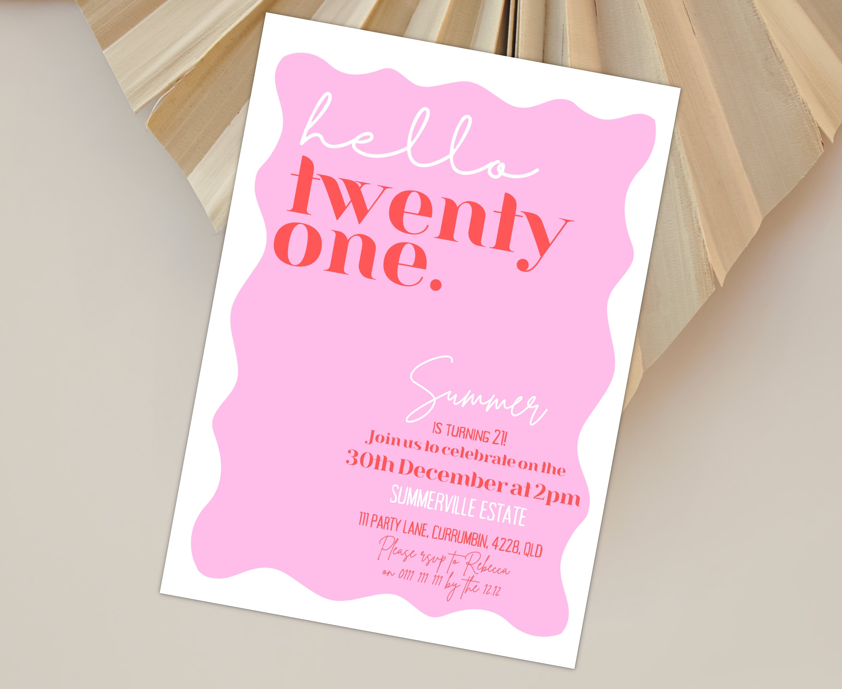 21st Birthday Invitation Printable Template Twenty First Digital ...