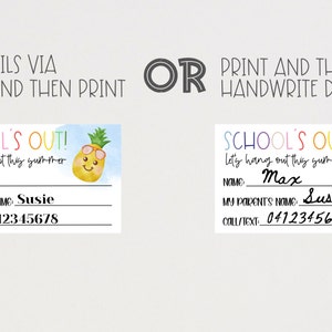 Printable Student Playdate Cards Kids Summer Contact Card End of School ...