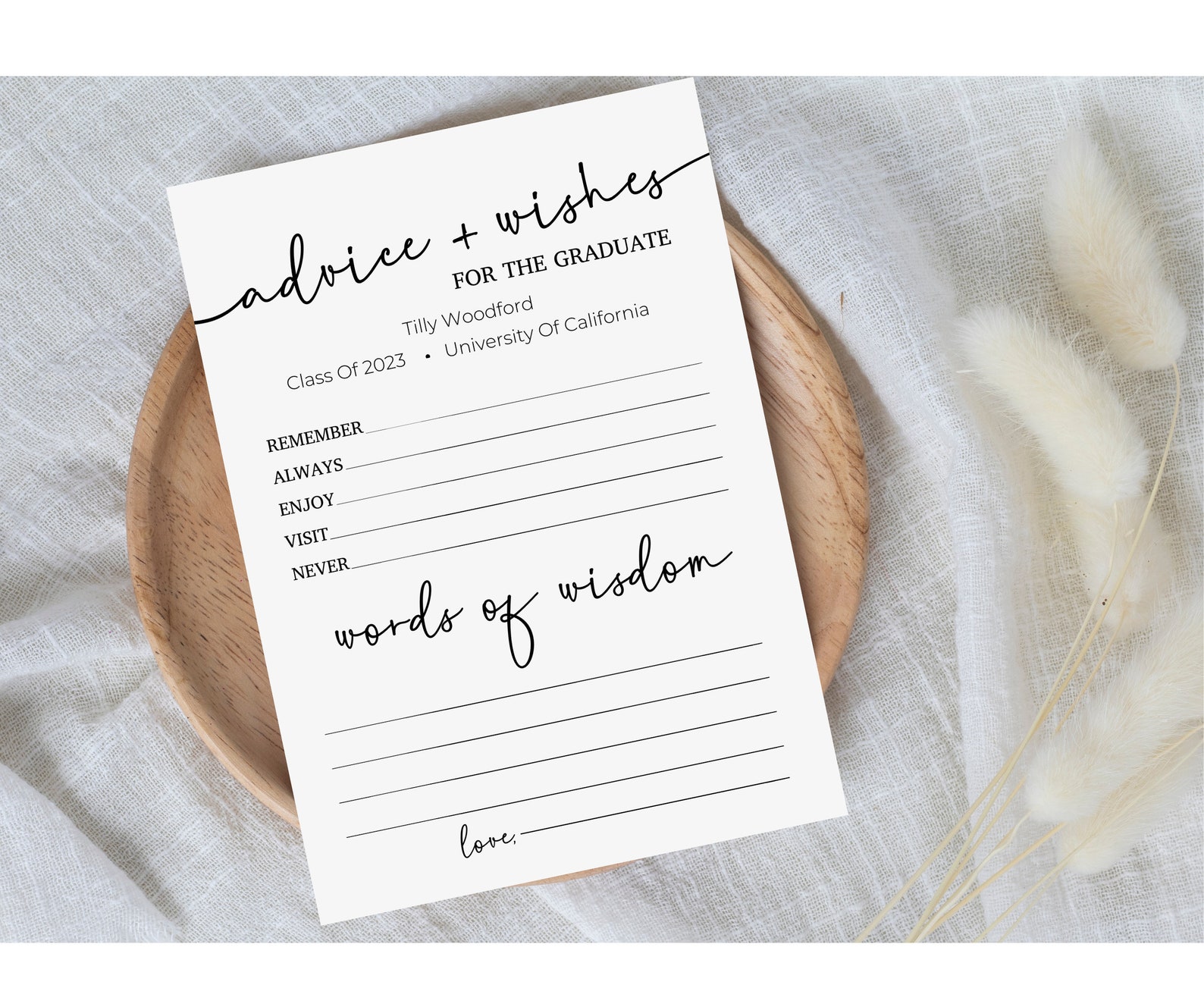 Graduation Advice and Wishes Printable Template Card Advice for the ...