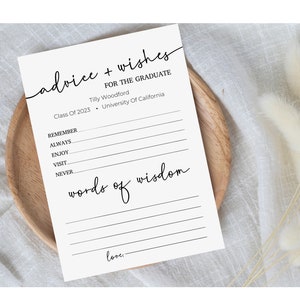 Graduation Advice and Wishes Printable Template Card Advice for the ...