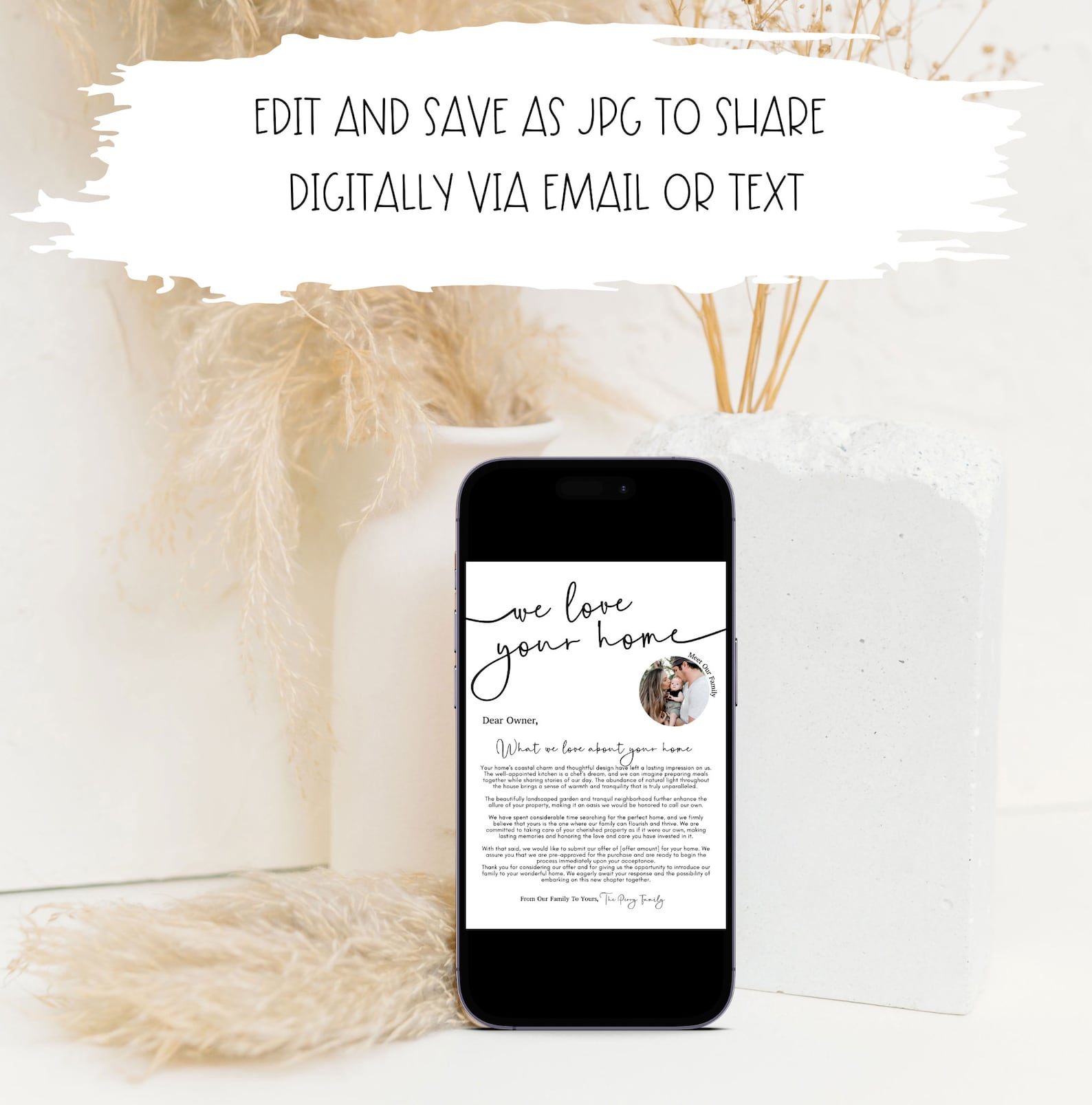 Printable Home Offer Letter Editable House Offer Letter Home Love ...