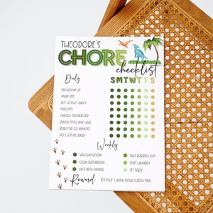 Dinosaur Chore Chart Printable Editable Family Chore Chart Kids ...