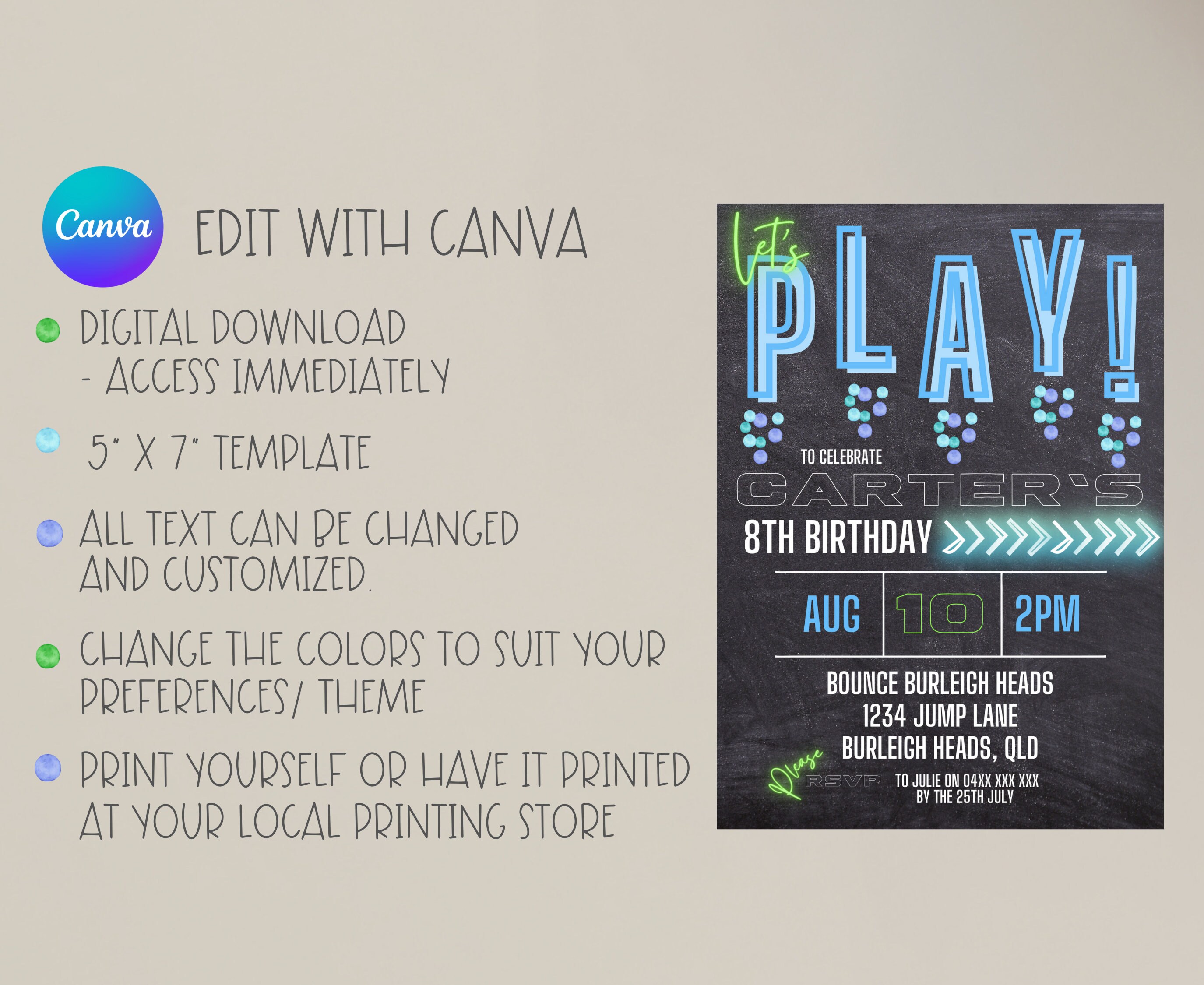 Printable Play Birthday Invitation Indoor Playground Invitation Jump ...