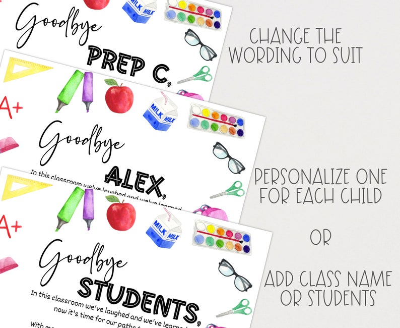 Goodbye Letter From Teacher Personalized Student Gifts End of Year ...