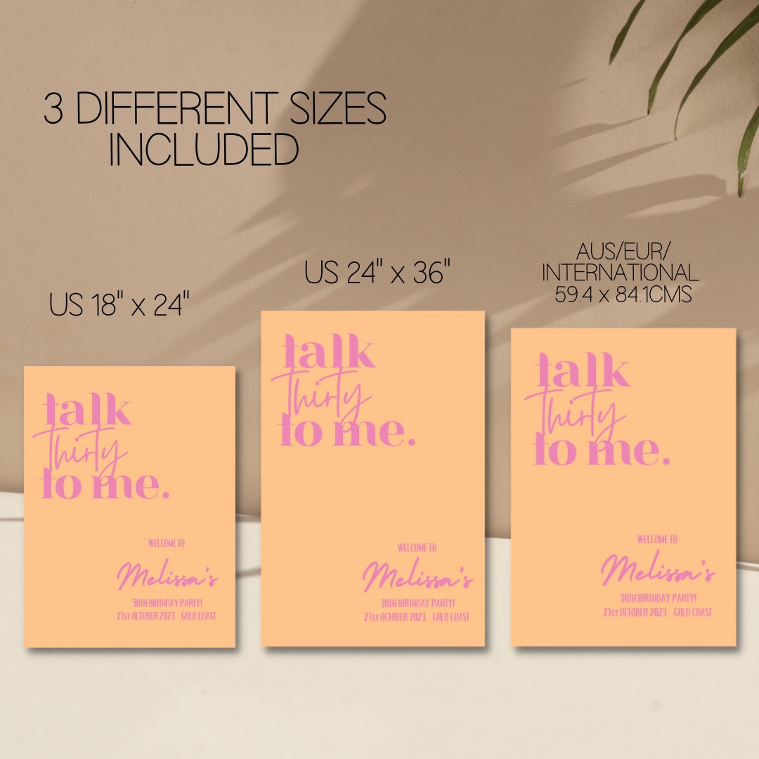 Talk Thirty to Me 30th Birthday Party Sign Template Welcome Sign ...