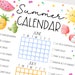 Summer Calendar Printable Poster Kids Summer Activities Calendar Bucket ...