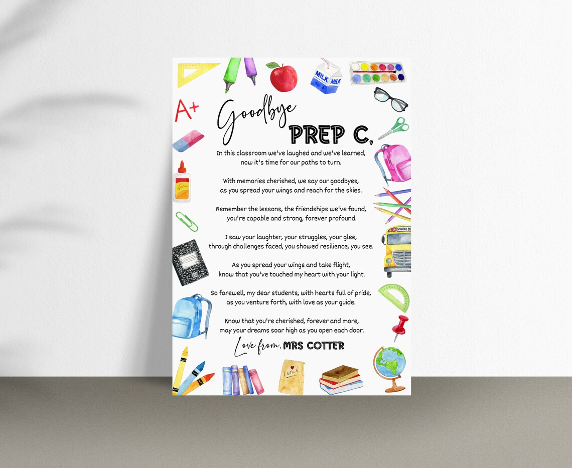 Goodbye Letter From Teacher Personalized Student Gifts End of Year ...