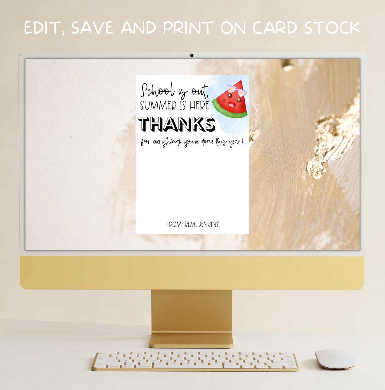 Summer Teacher Appreciation Gift Card Holder Template End of Year Thank ...