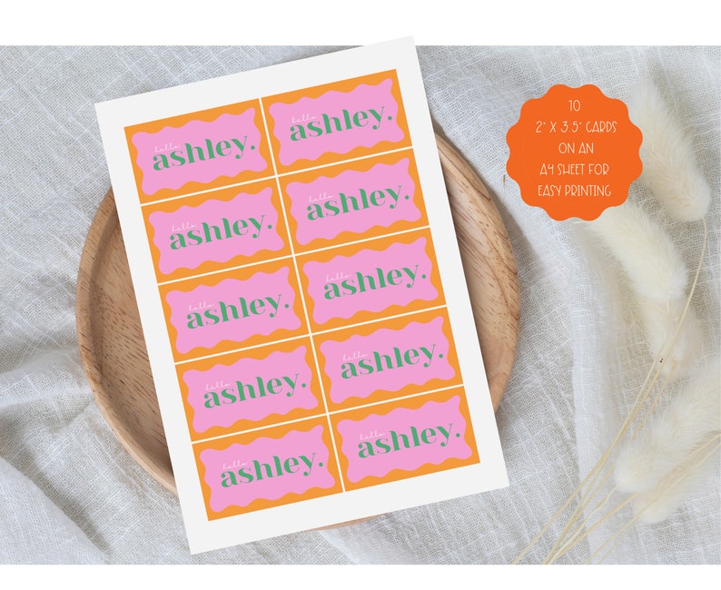 Printable Wavy Birthday Place Cards Editable Retro Custom Name Place ...