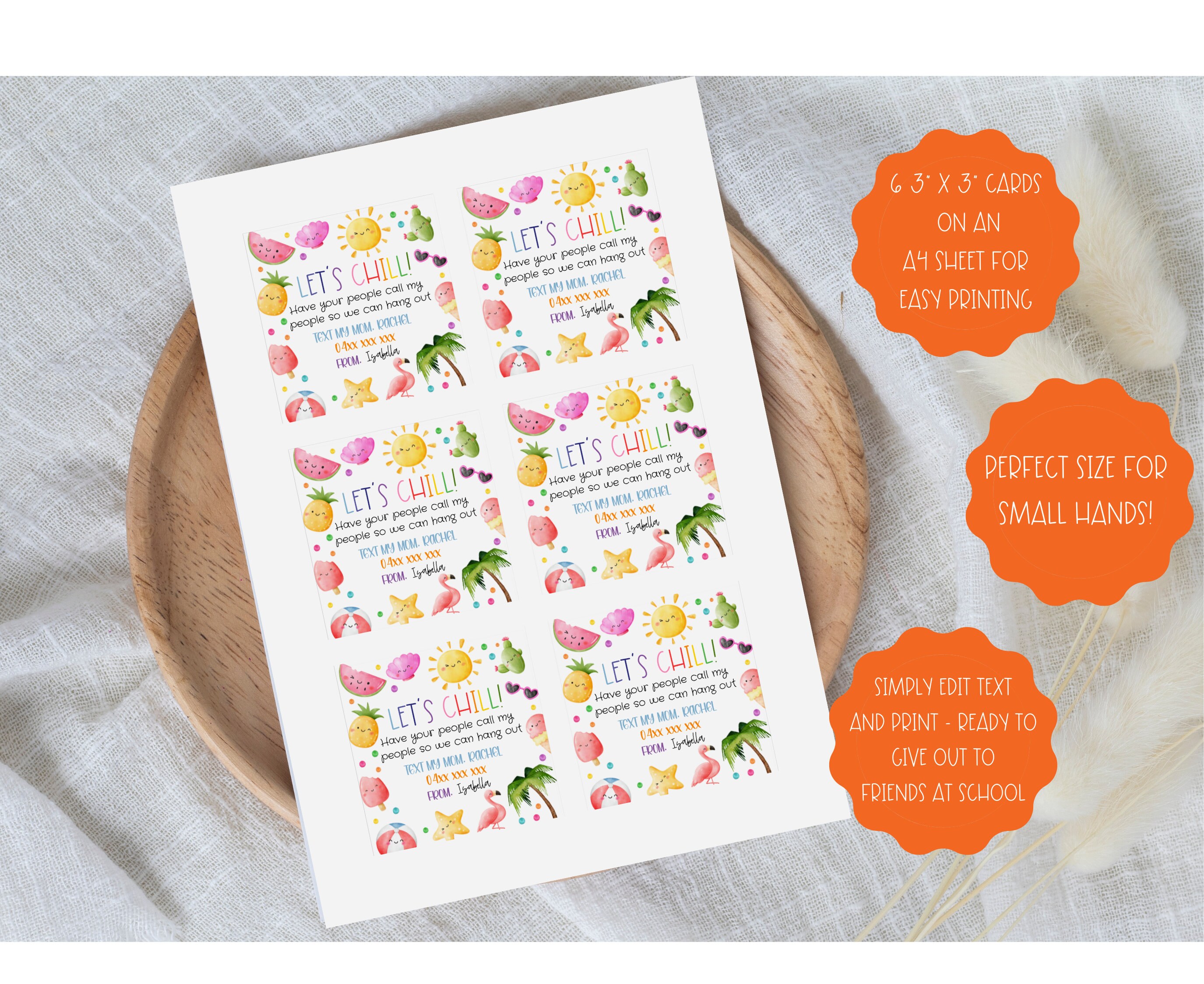 Summer Playdate Cards for Kids Printable End of School Play Date Cards ...