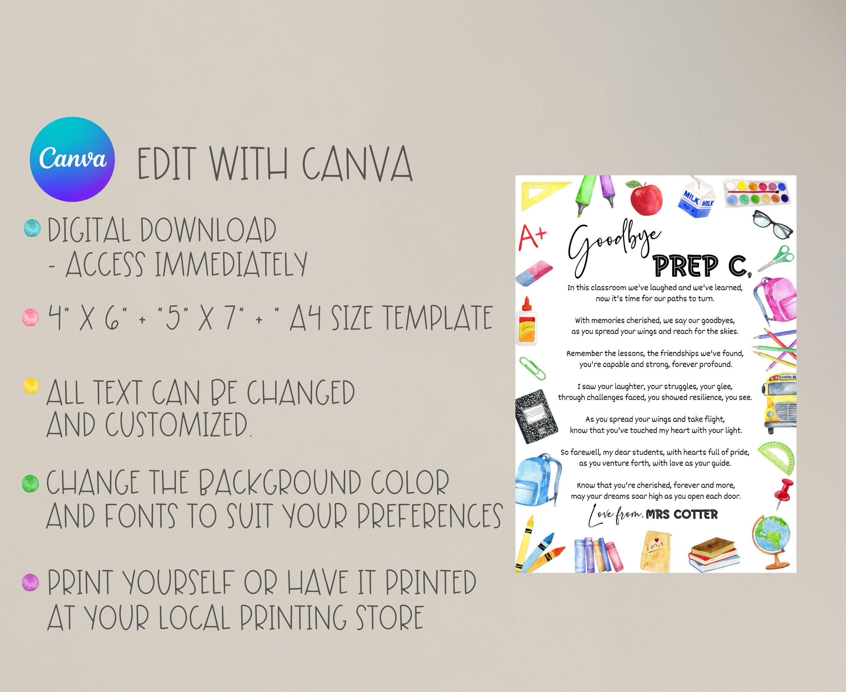 Goodbye Letter From Teacher Personalized Student Gifts End of Year ...