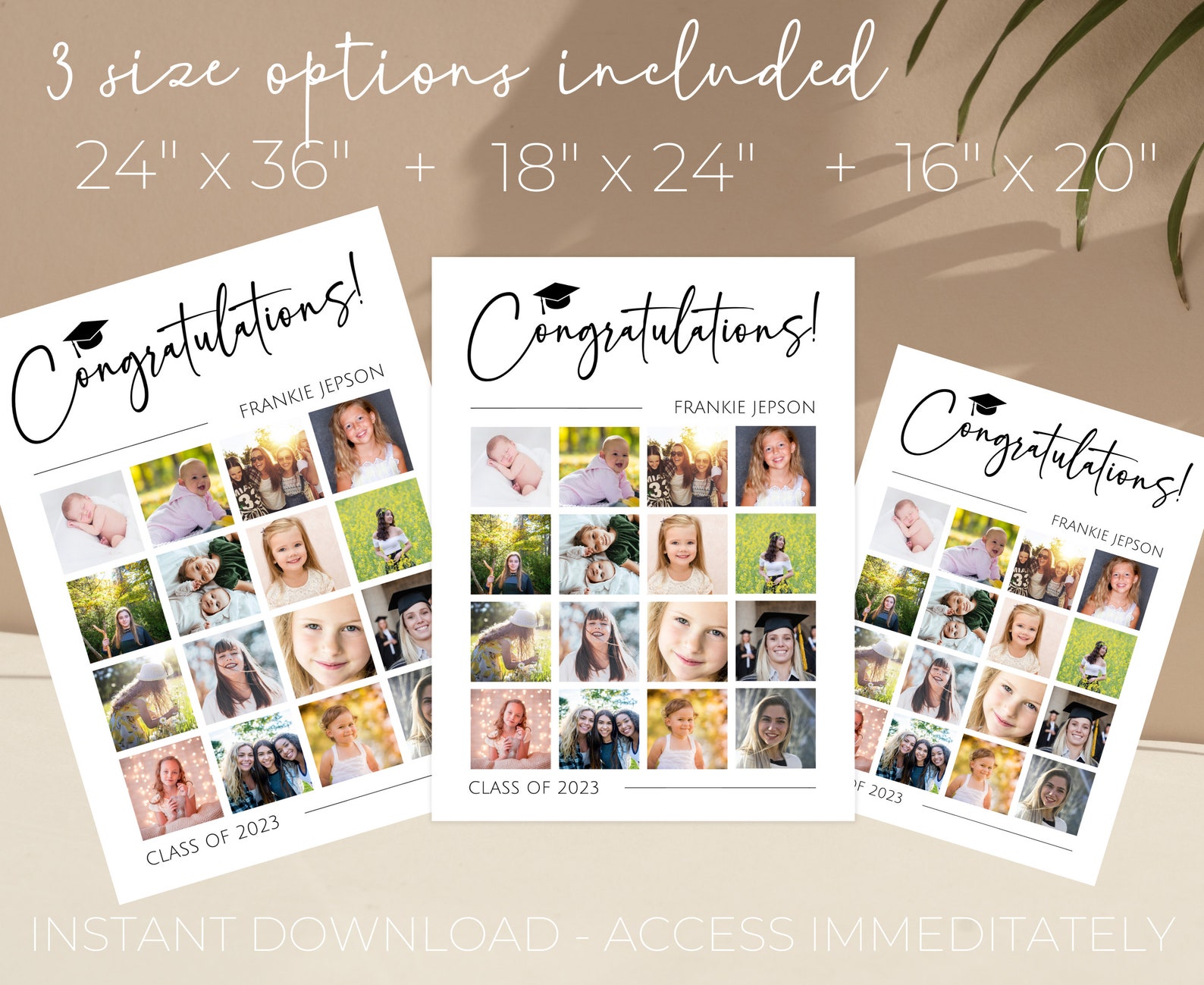 Graduation Announcement 2023 Photo Collage Printable Modern Graduate ...