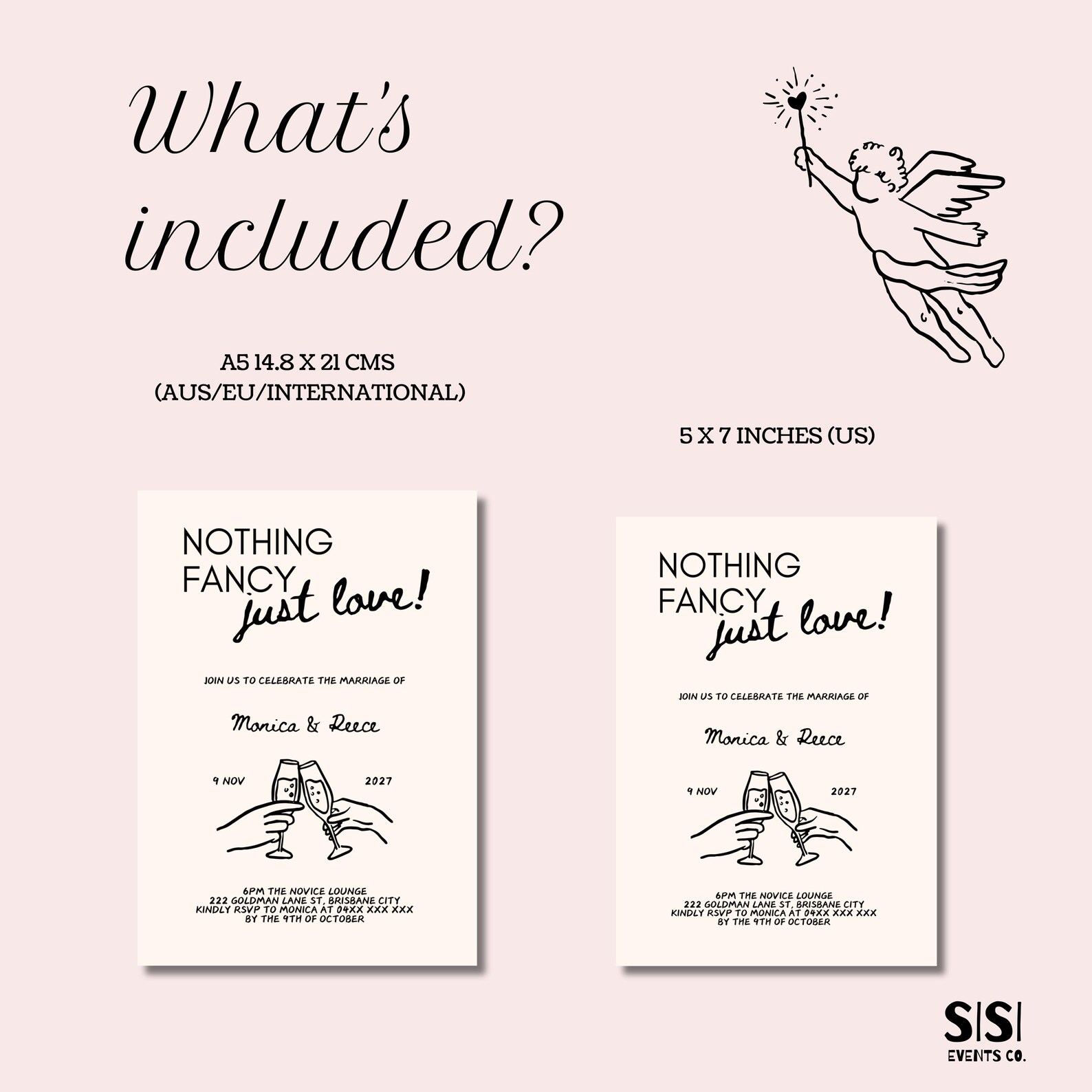 Nothing Fancy Just Love Wedding Invitation Template Hand Drawn Wedding ...