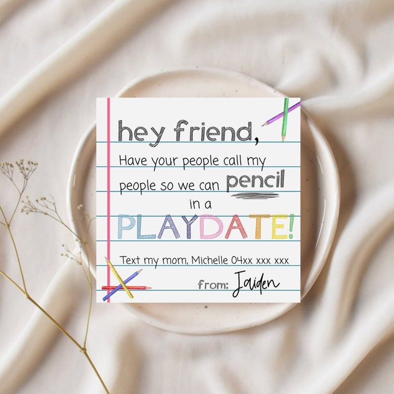 Editable Playdate Cards for Kids Summer Printables Student Gifts End of ...
