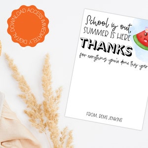 Summer Teacher Appreciation Gift Card Holder Template End of Year Thank ...