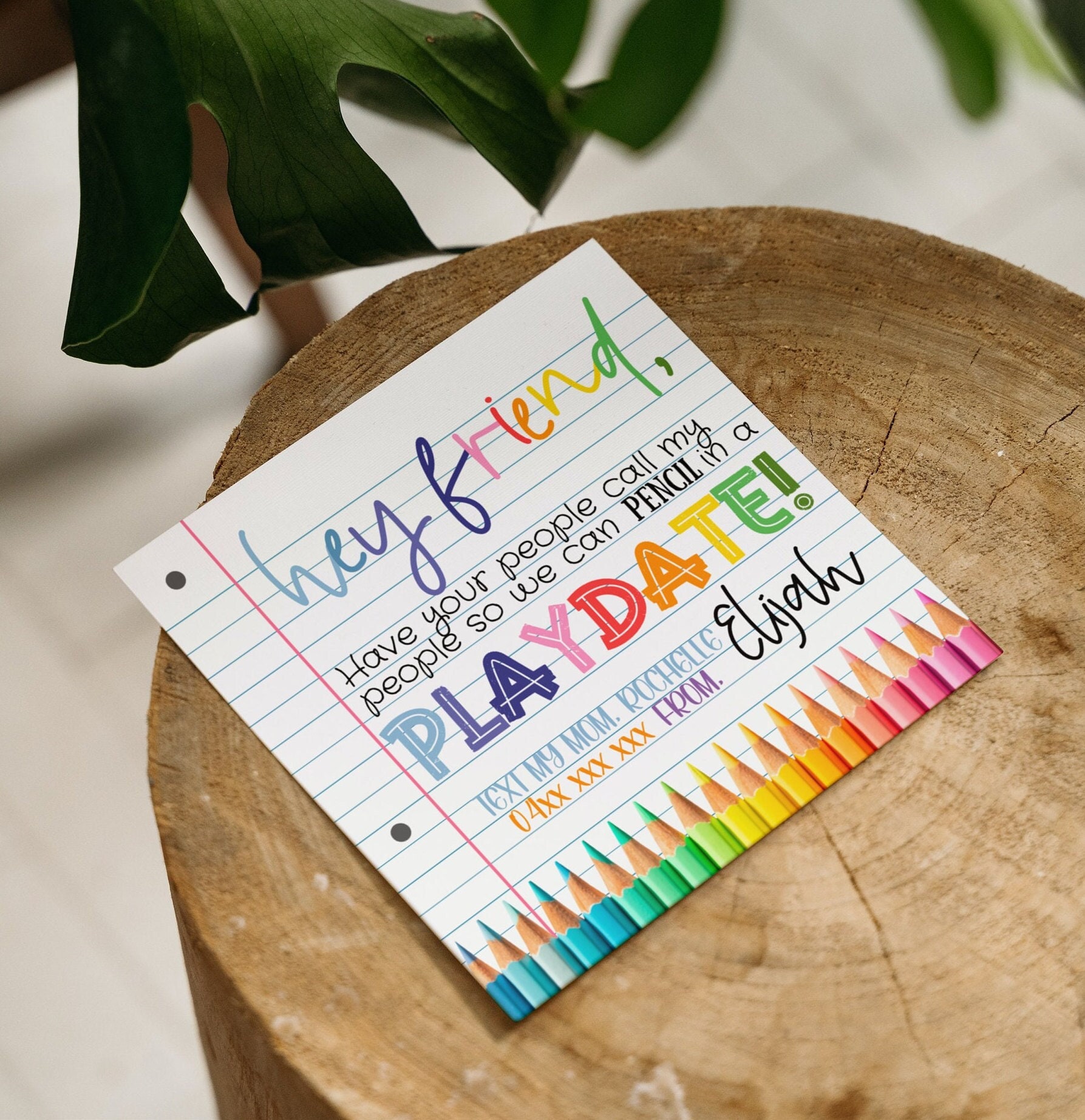 Editable Kids Playdate Cards Printable Schools Out Contact Card Keep in ...